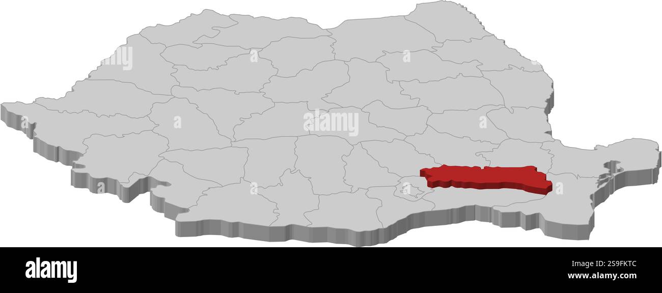 Map of Romania as a gray piece, Ialomita is highlighted in red Stock ...
