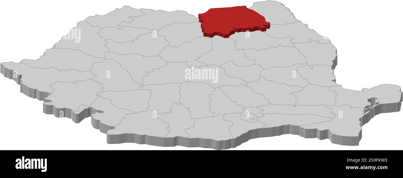 Map of Romania as a gray piece, Suceava is highlighted in red Stock ...