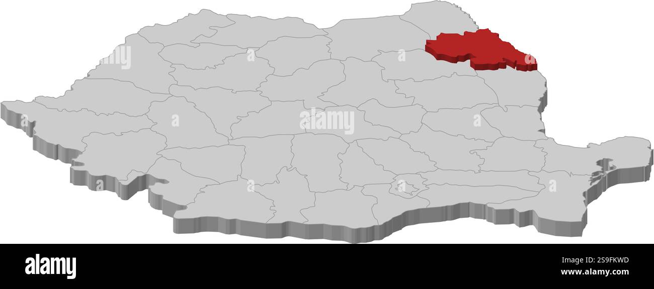 Map of Romania as a gray piece, Iasi is highlighted in red Stock Vector ...