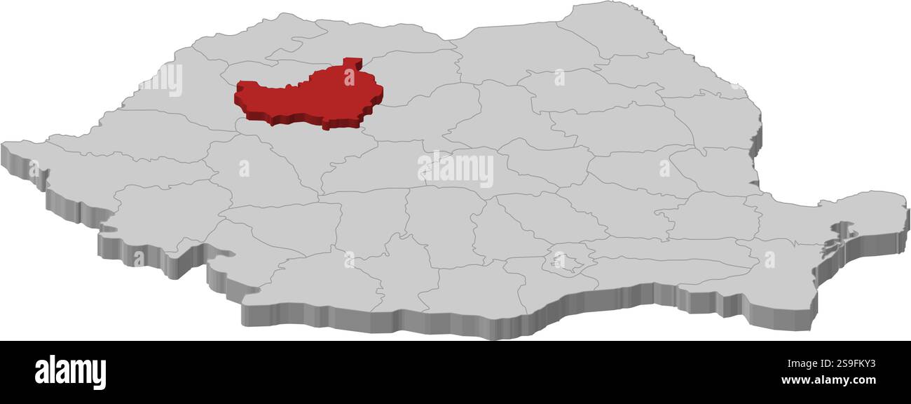 Map of Romania as a gray piece, Cluj is highlighted in red Stock Vector ...