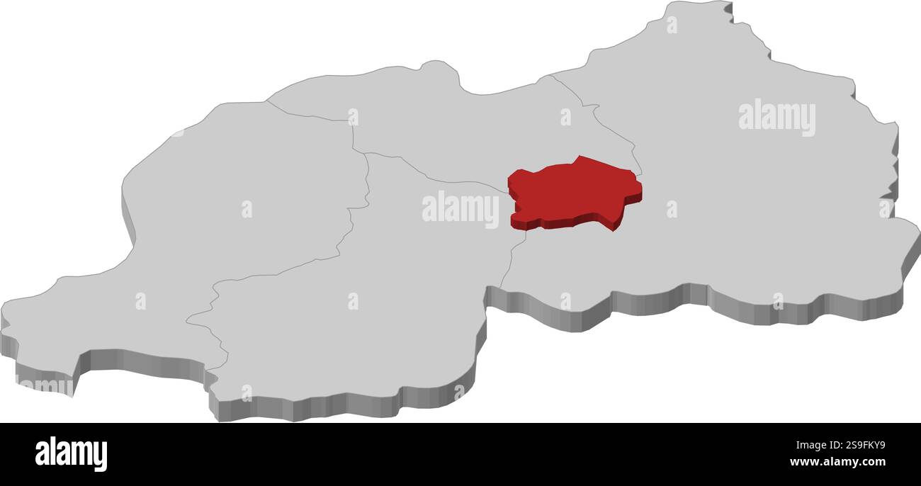 Map of Rwanda as a gray piece, Kigali is highlighted in red Stock ...
