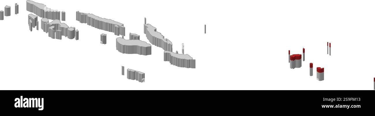 Map of Solomon Islands as a gray piece, Temotu is highlighted in red ...