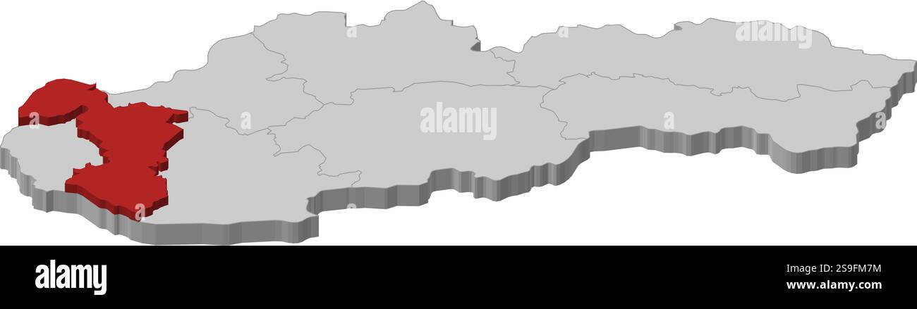 Map of Slovakia as a gray piece, Trnava is highlighted in red Stock ...