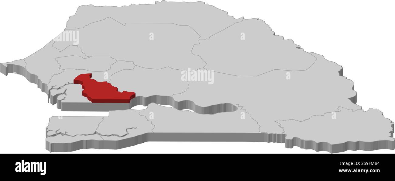 Map of Senegal as a gray piece, Kaolack is highlighted in red Stock ...