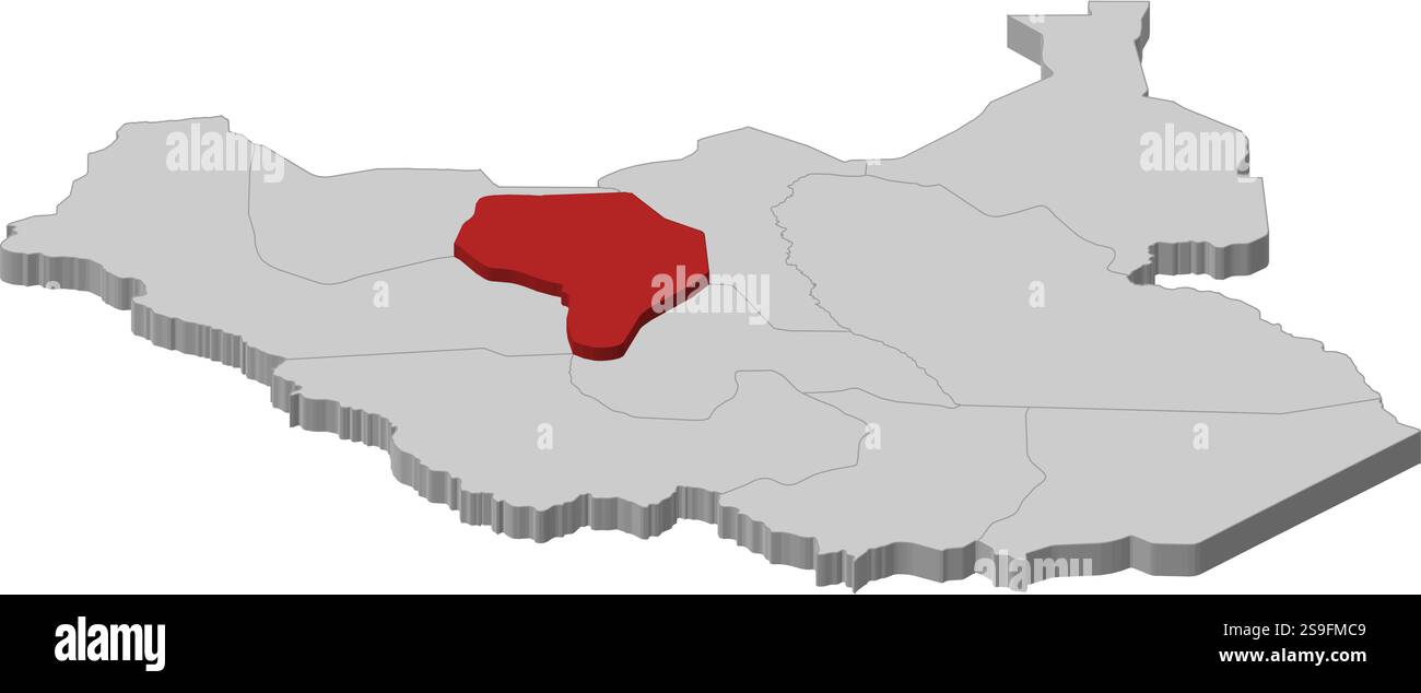 Map of South Sudan as a gray piece, Warrap is highlighted in red Stock ...