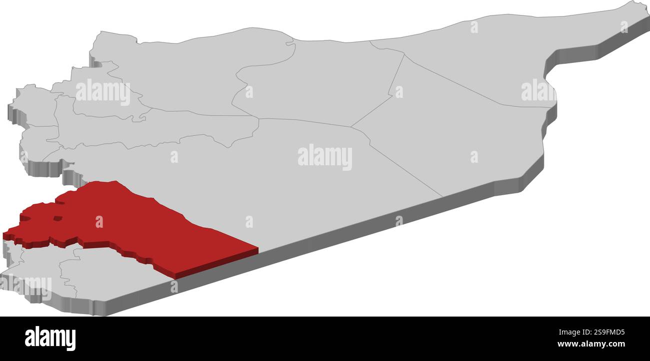 Map of Syria as a gray piece., Rif Dimashq is highlighted in red Stock ...