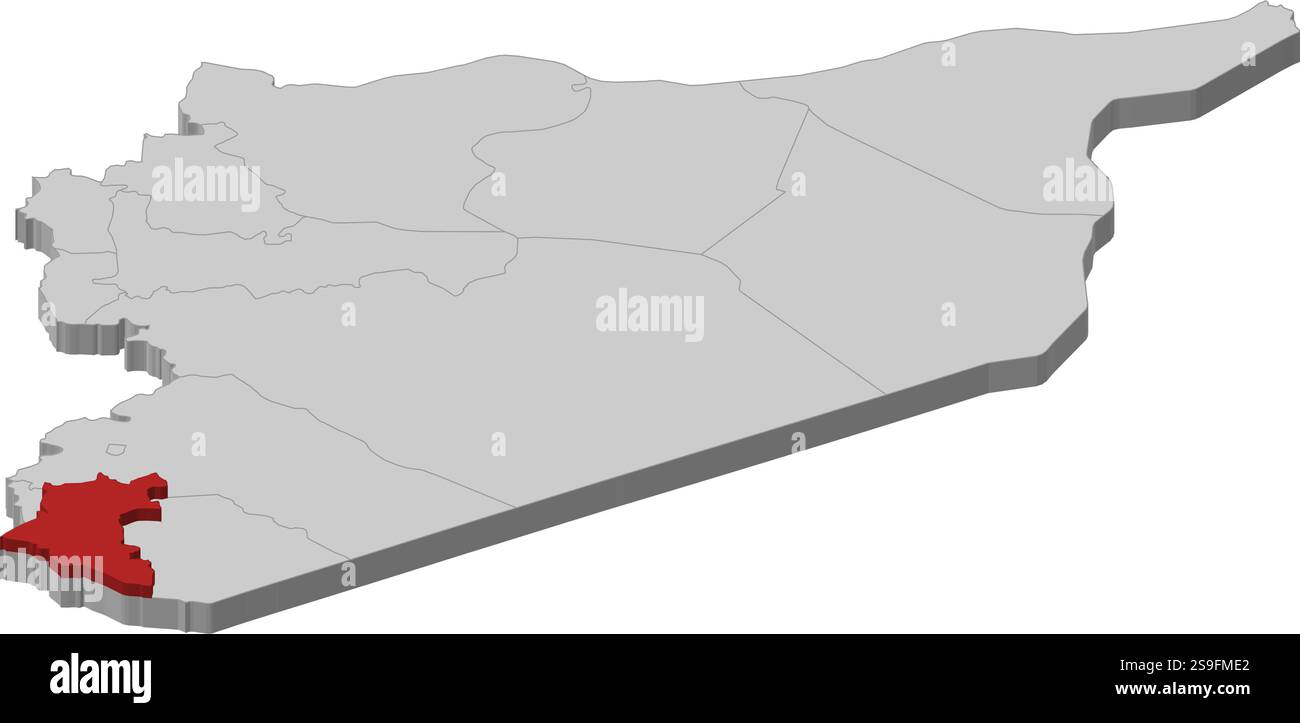 Map of Syria as a gray piece., Daraa is highlighted in red Stock Vector ...