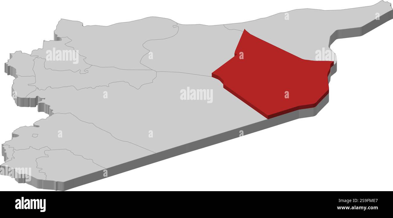 Map of Syria as a gray piece., Deir ez-Zor is highlighted in red Stock ...