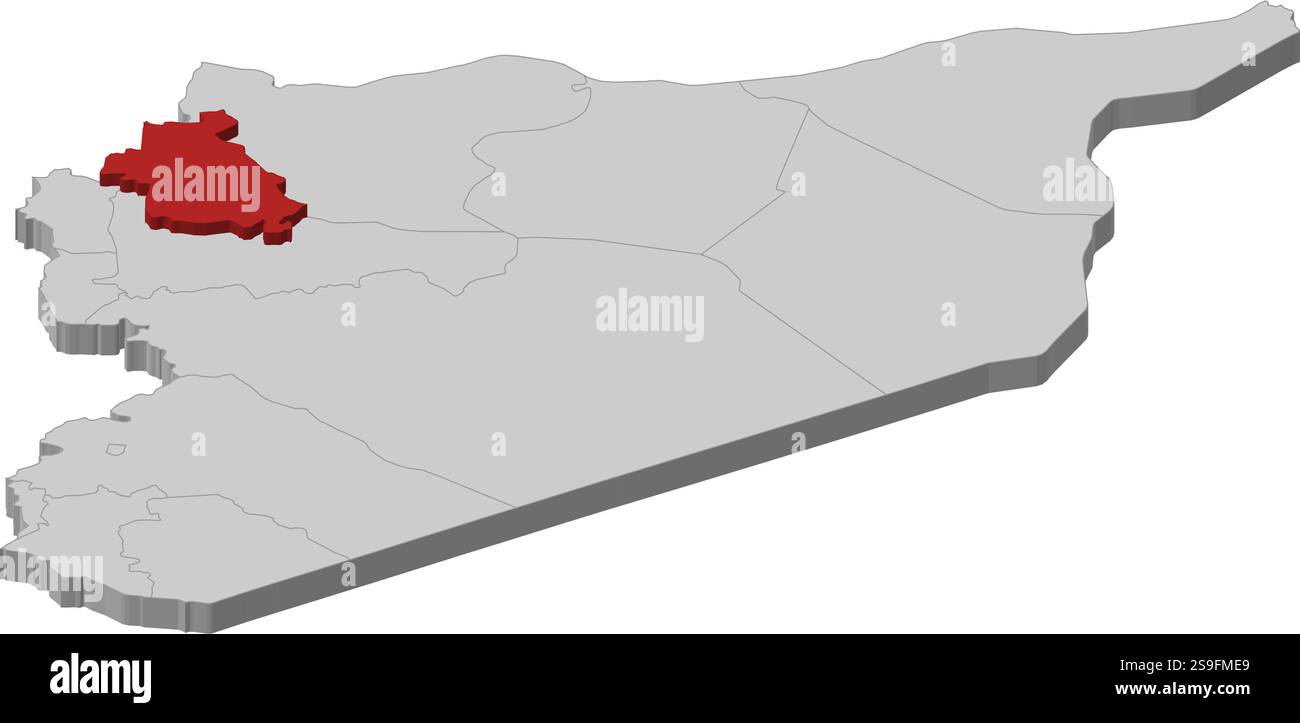 Map of Syria as a gray piece., Idlib is highlighted in red Stock Vector ...