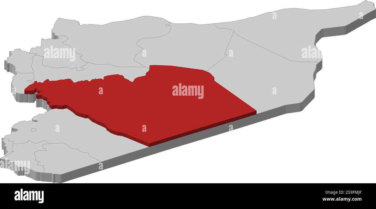 Map of Syria as a gray piece., Homs is highlighted in red Stock Vector ...