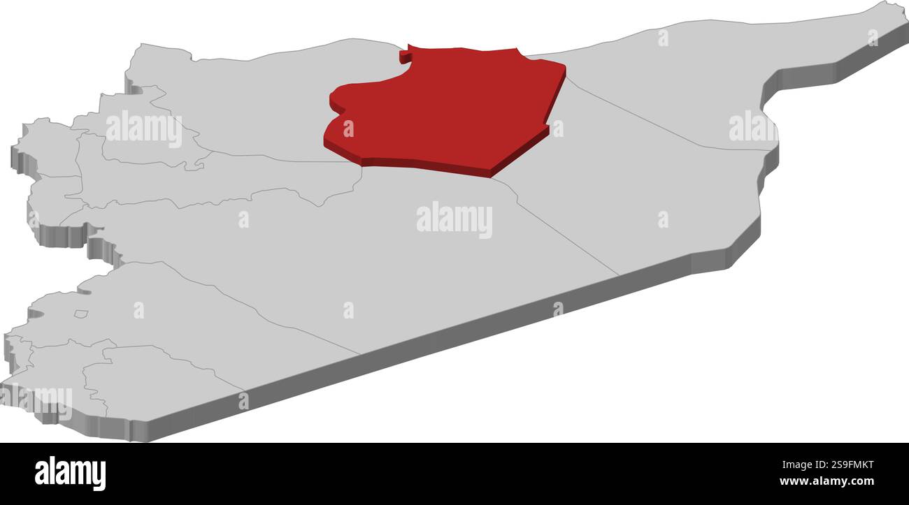 Map of Syria as a gray piece., Ar-Raqqah is highlighted in red Stock ...