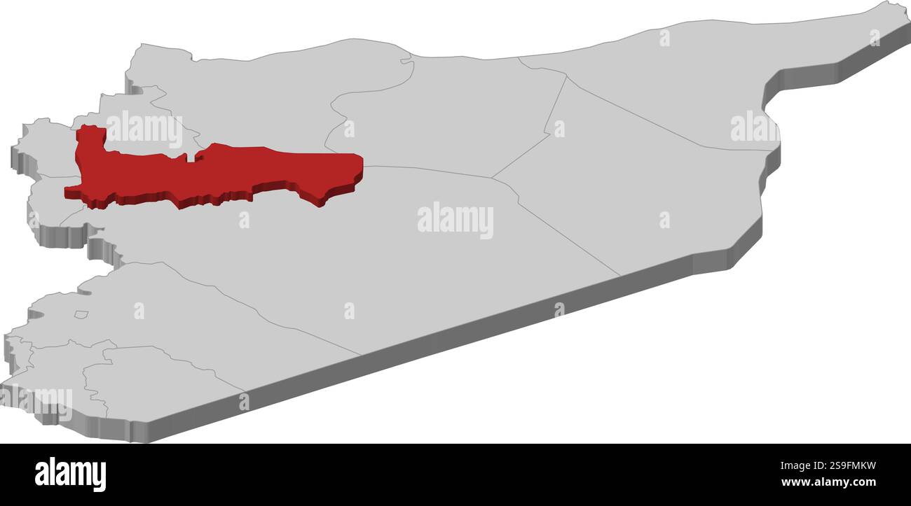 Map of Syria as a gray piece., Hama is highlighted in red Stock Vector ...
