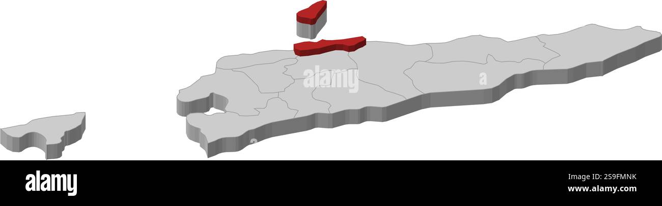 Map of East Timor as a gray piece, Dili is highlighted in red Stock ...
