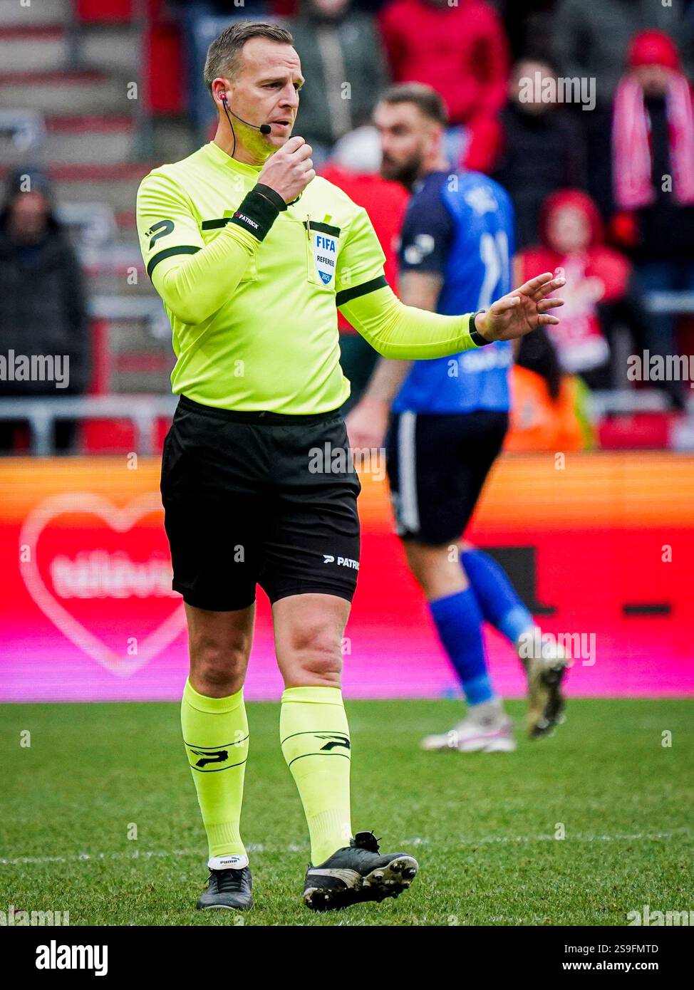 LIEGE, BELGIUM - JANUARY 26: Referee Nathan Verboomen gestures during ...
