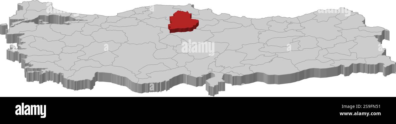 Map of Turkey as a gray piece, Corum is highlighted in red Stock Vector ...