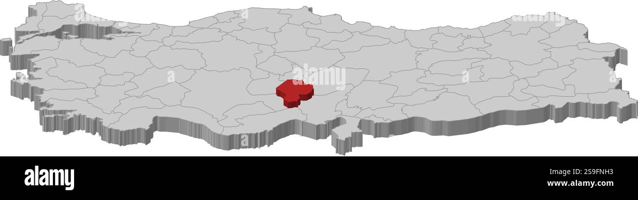Map of Turkey as a gray piece, Nigde is highlighted in red Stock Vector ...