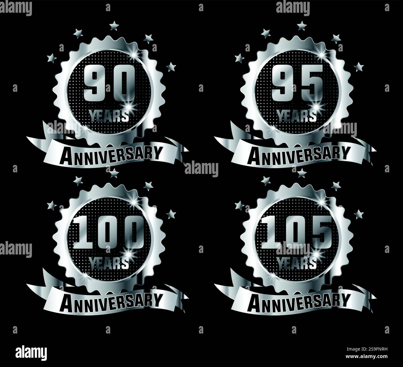 Celebrating milestone anniversaries with elegant silver badges Stock ...