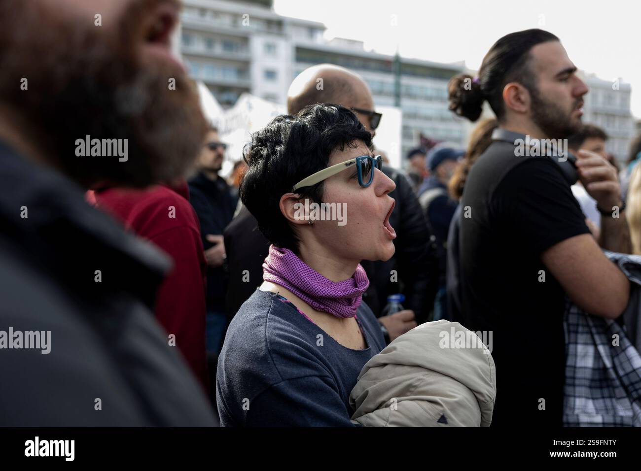 People chant slogans during a rally organised by the association of the ...
