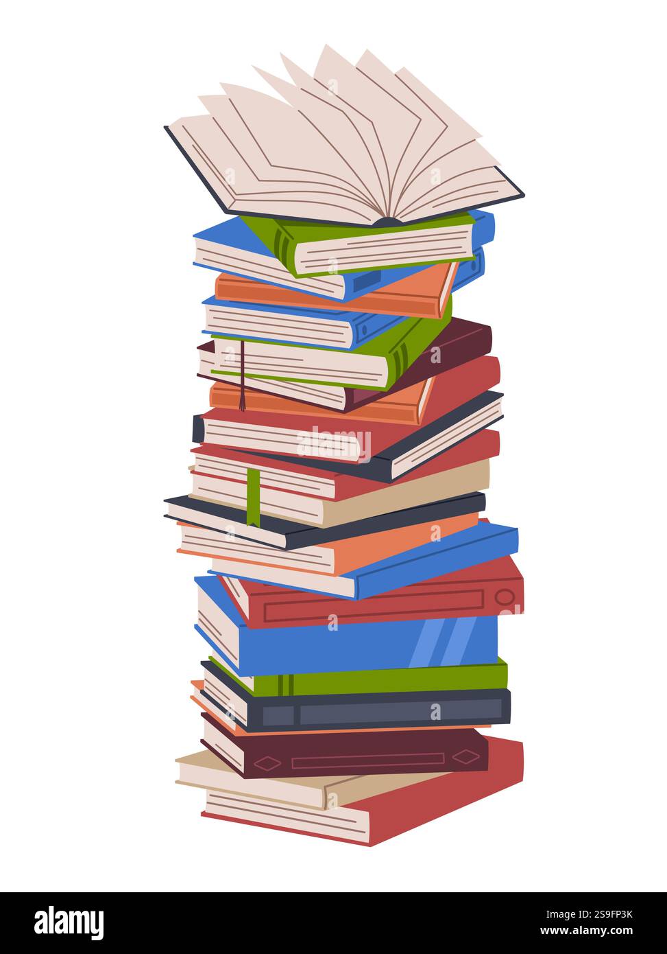 Stack different books. Dictionary, encyclopedia and notebook. Colorful ...