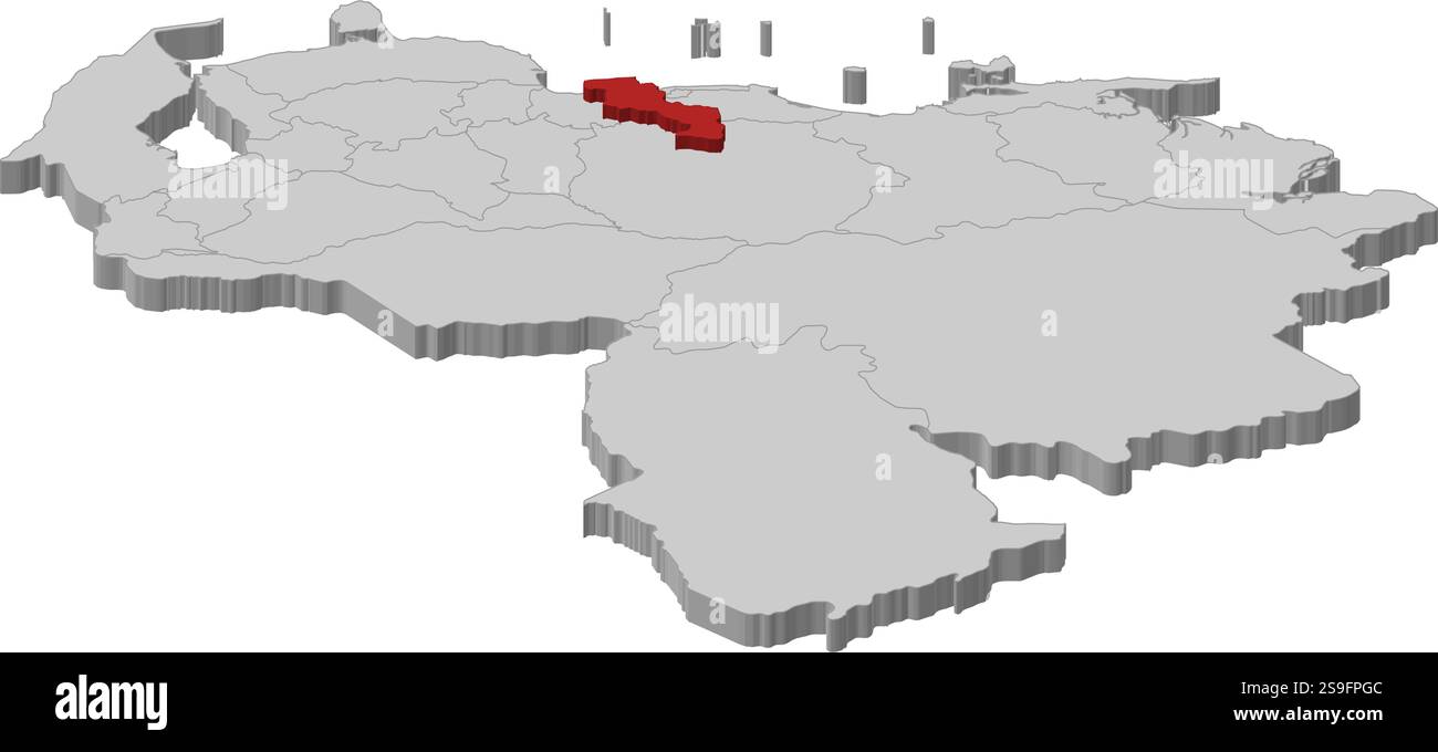 Map of Venezuela as a gray piece, Aragua is highlighted in red Stock ...