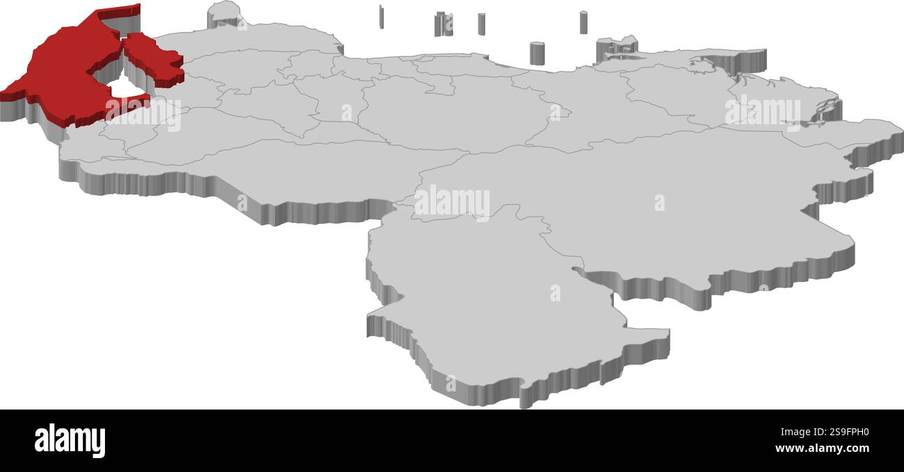Map of Venezuela as a gray piece, Zulia is highlighted in red Stock ...