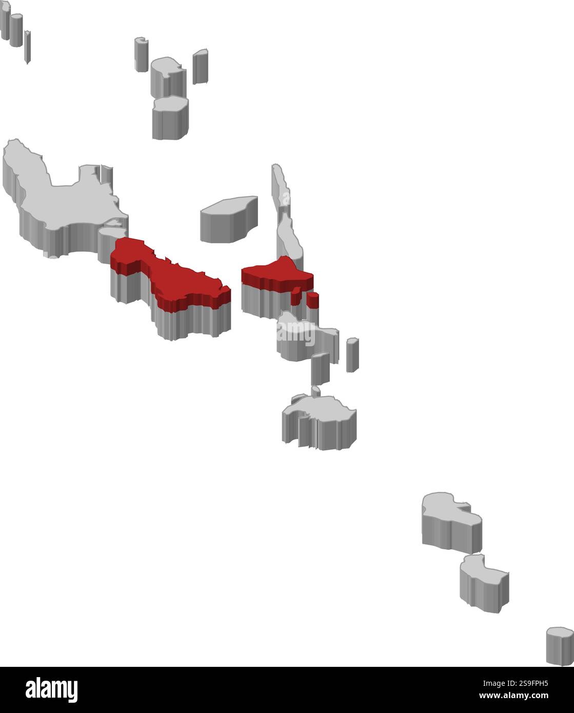 Map of Vanuatu as a gray piece, Malampa is highlighted in red Stock ...