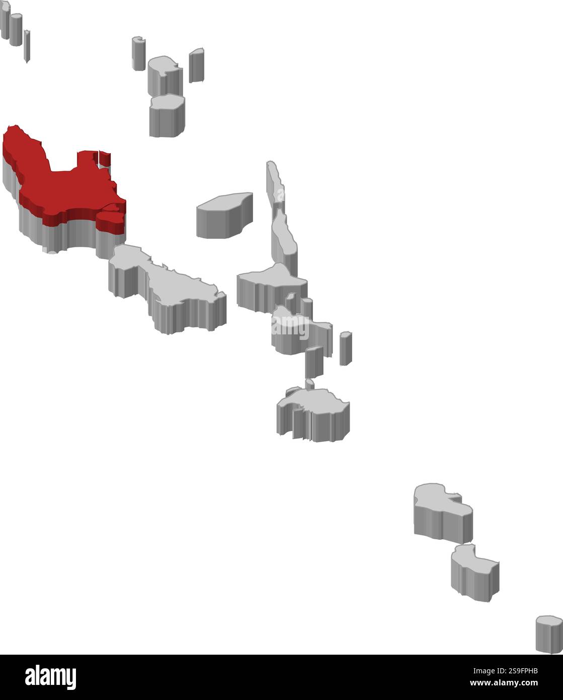 Map of Vanuatu as a gray piece, Sanma is highlighted in red Stock ...