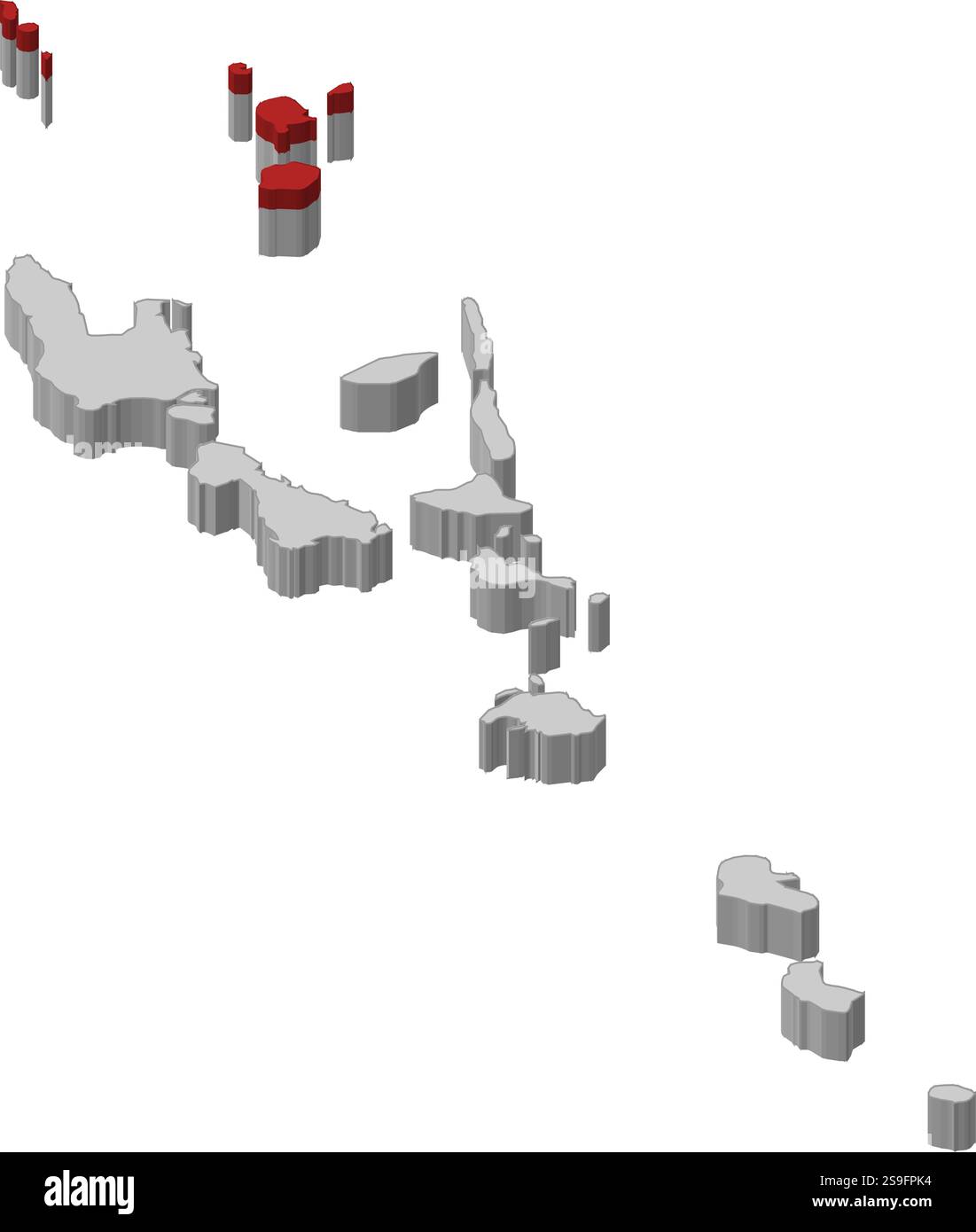 Map of Vanuatu as a gray piece, Torba is highlighted in red Stock ...