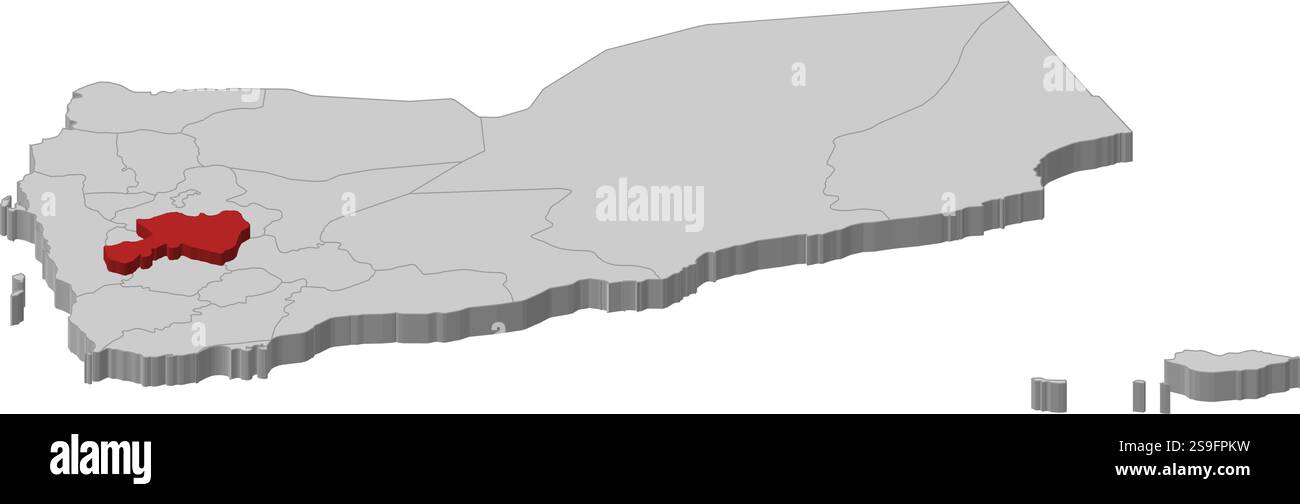 Map of Yemen as a gray piece, Dhamar is highlighted in red Stock Vector ...