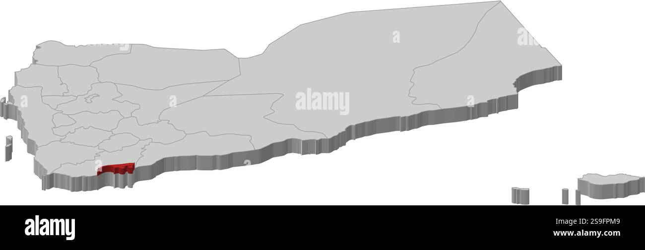 Map of Yemen as a gray piece, Adan is highlighted in red Stock Vector ...