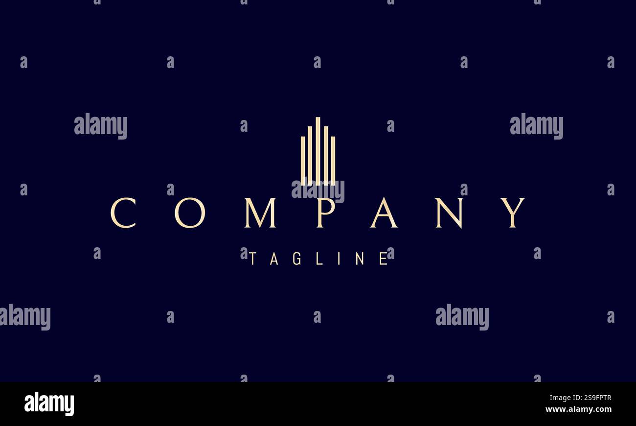 Vector golden logo with an abstract image of massive columns Stock ...