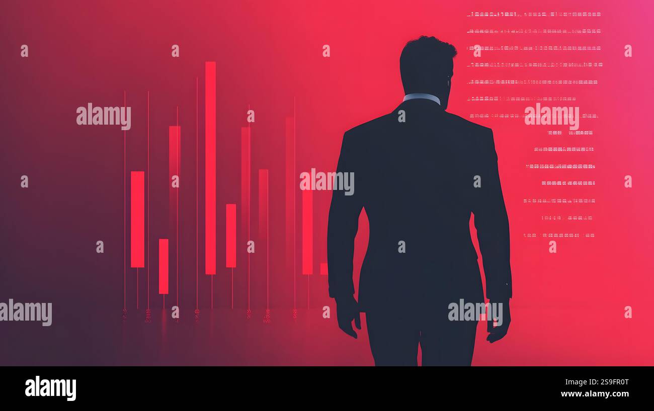 Silhouette of a businessman walking forward,integrated with a digital ...