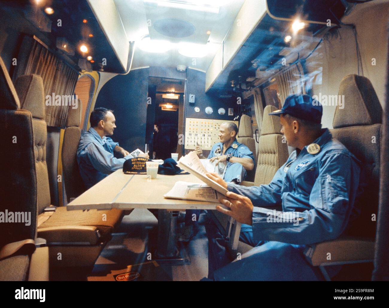 Apollo 11 astronauts inside view of mobile quarantine facility ...