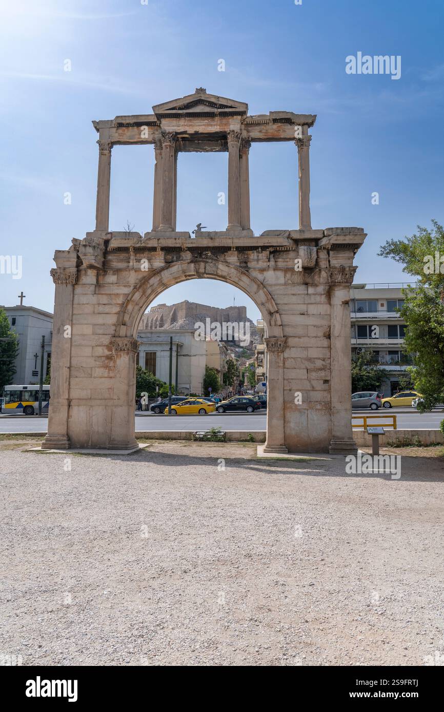 The Arch of Hadrian was built in 132 AD in Athens Greece Stock Photo ...