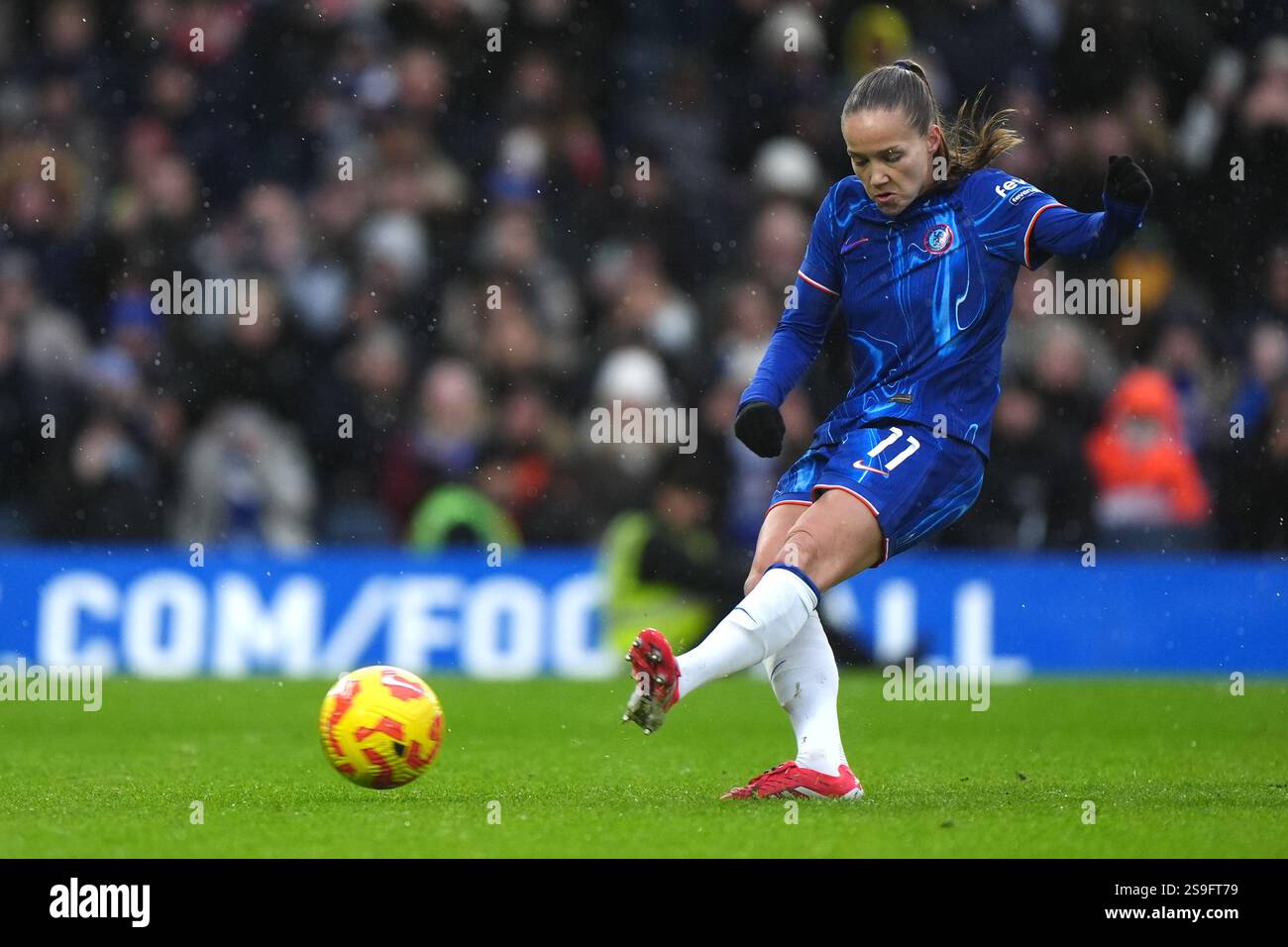 Chelsea's Guro Reiten scores their side's first goal of the game from ...