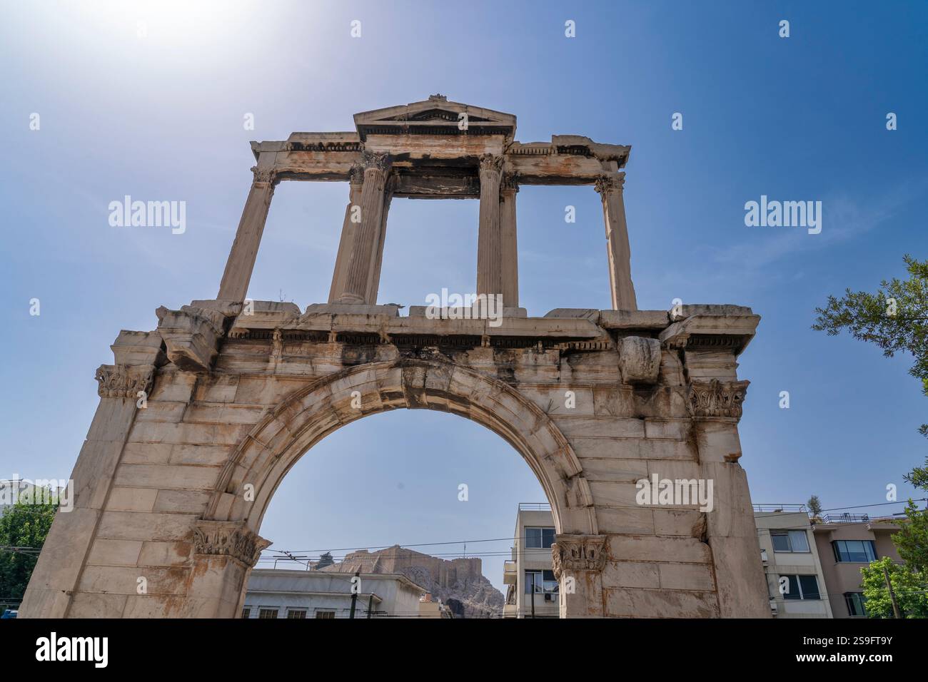 The Arch of Hadrian was built in 132 AD in Athens Greece Stock Photo ...