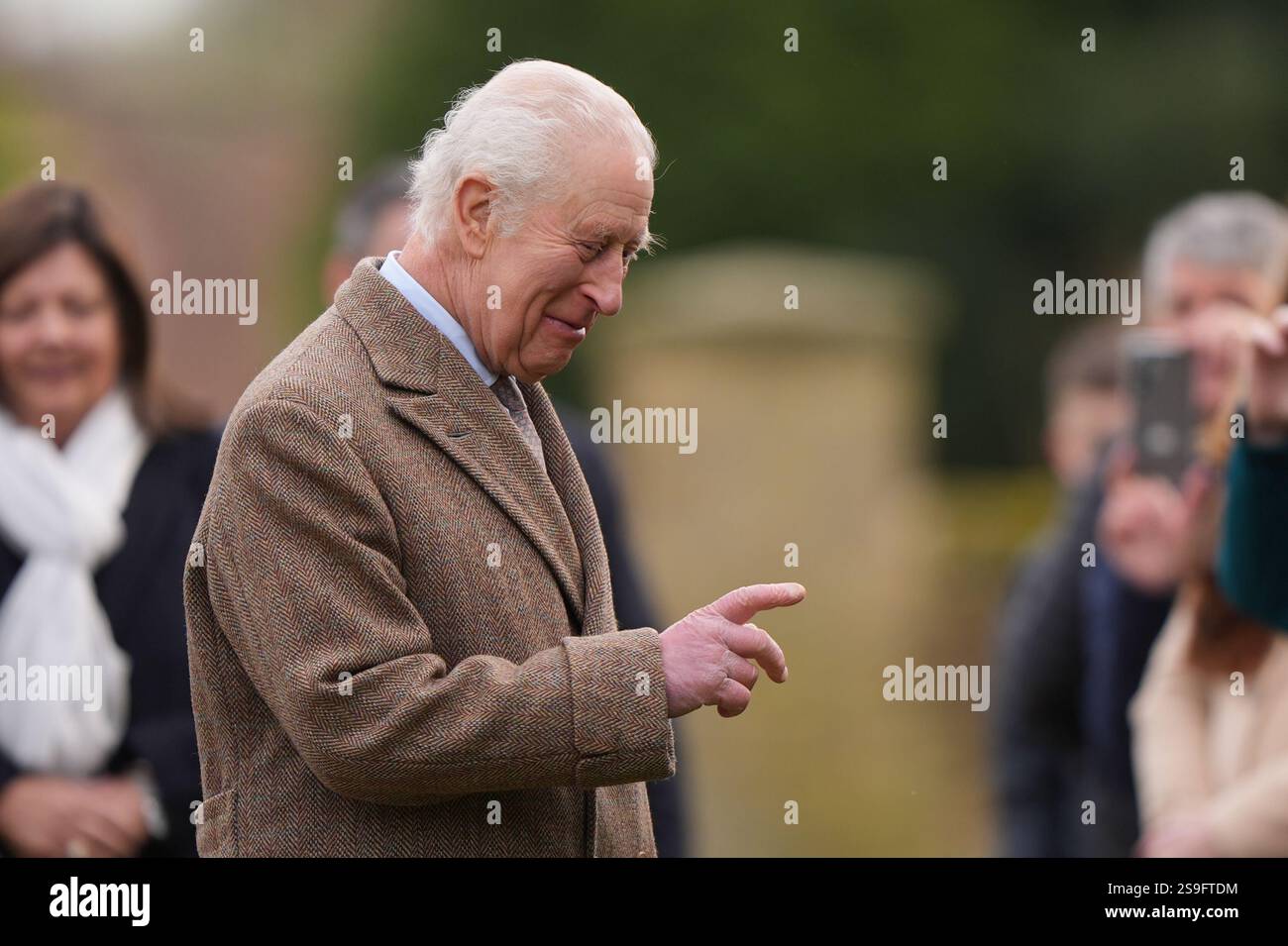 King Charles III arrives for a Sunday church service at St Mary the ...