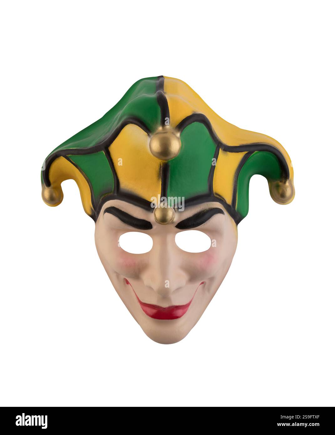 Colorful medieval clown mask isolated on white background with clipping ...