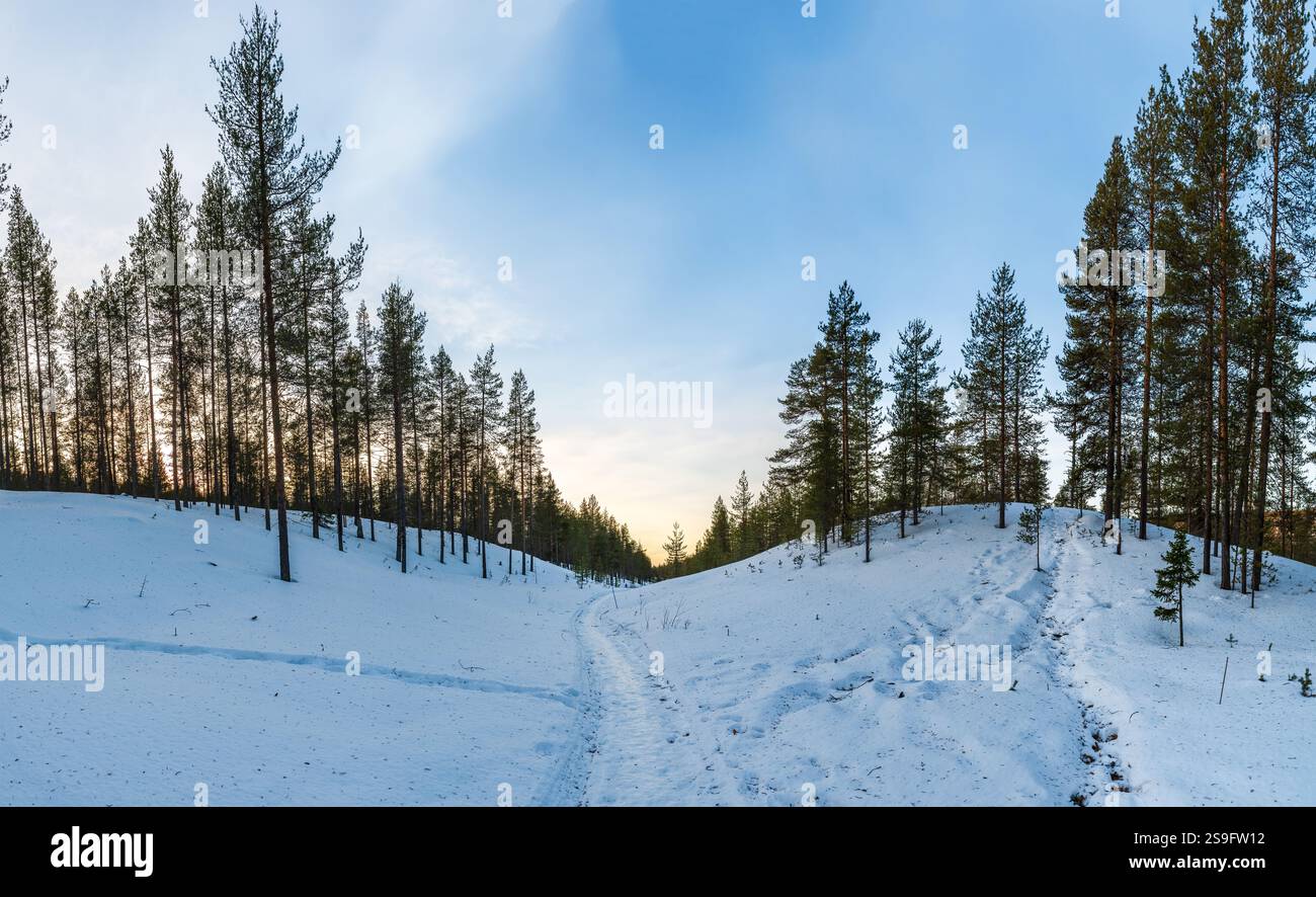 Beautiful winter landscape in Finnish Lapland around Akaslompolo ...