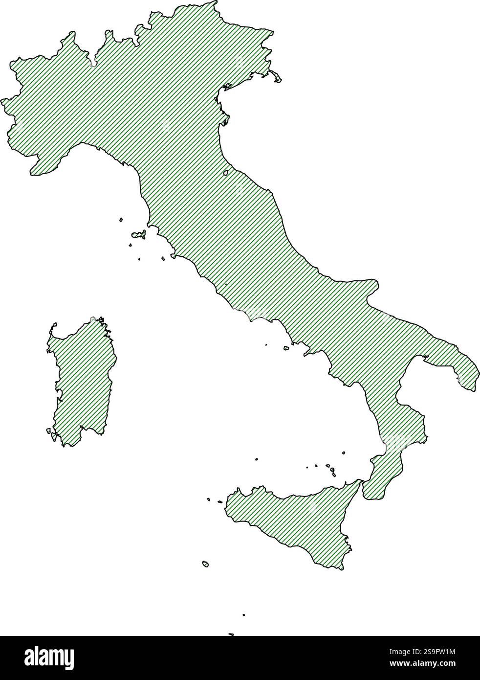 Map of Italy, shaded wirh green lines Stock Vector Image & Art - Alamy