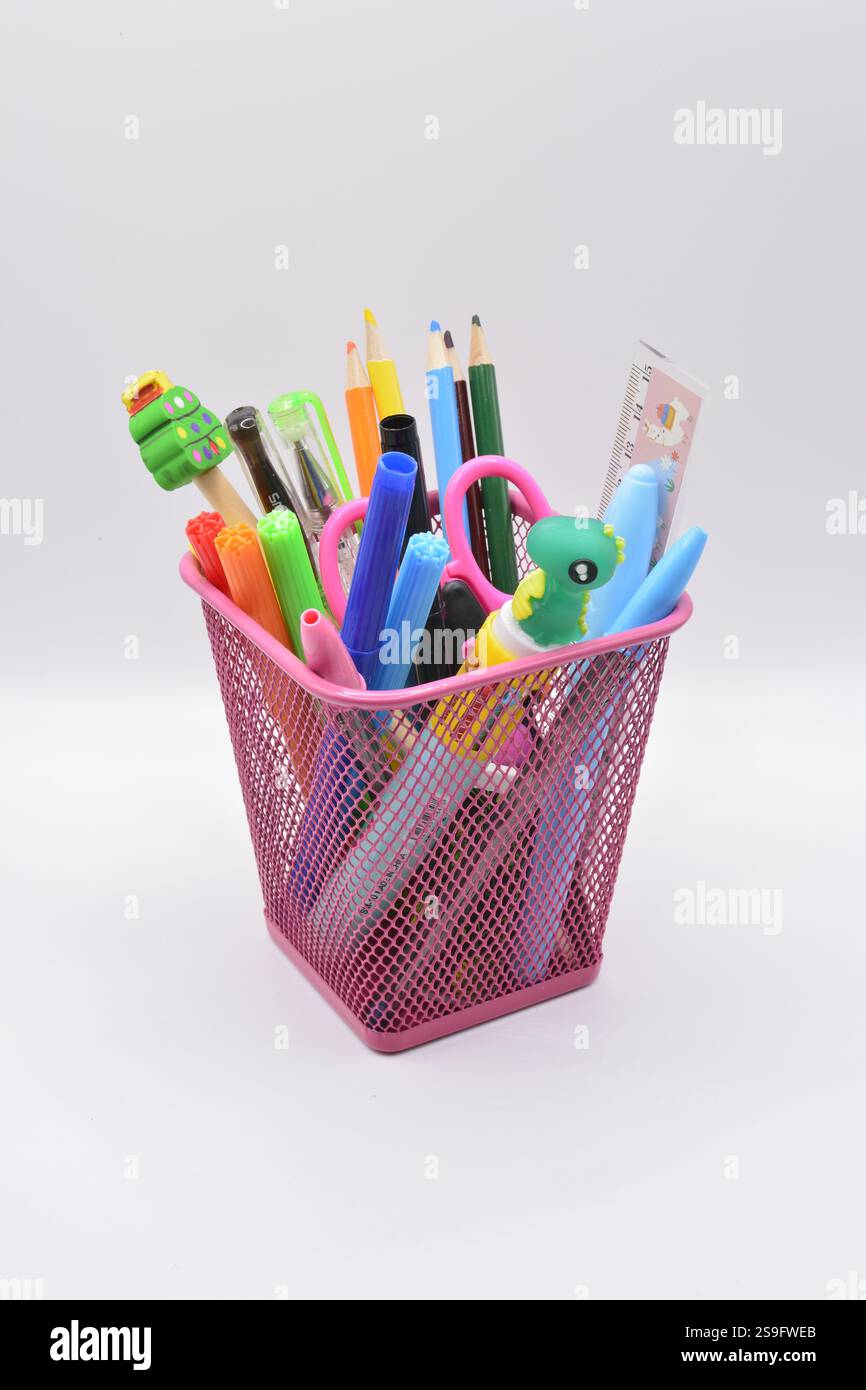 Kids desktop stationery storage hi-res stock photography and images - Alamy