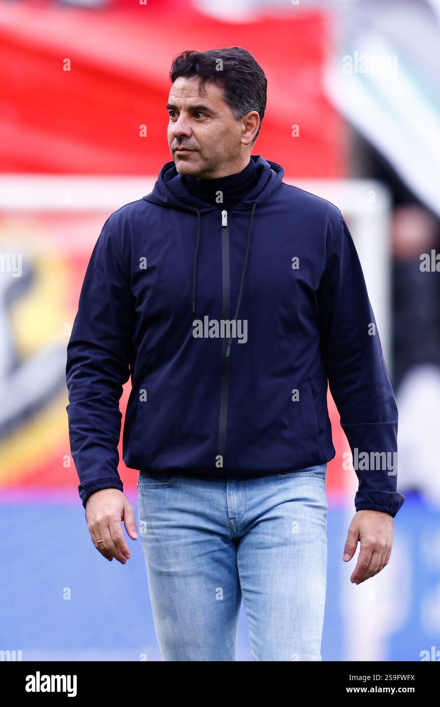 Miguel Angel "Michel" Sanchez, head coach of Girona FC, looks on during the Spanish League ...