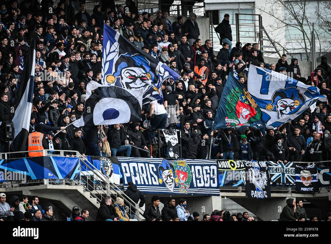 Supporters of Paris FC during the French championship Ligue 2 BKT ...