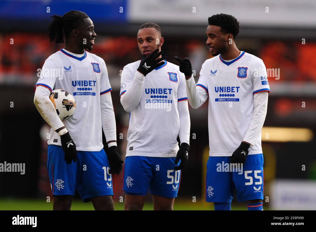 (left to right) Rangers' Clinton Nsiala, Zak Lovelace and Paul Nsio ...