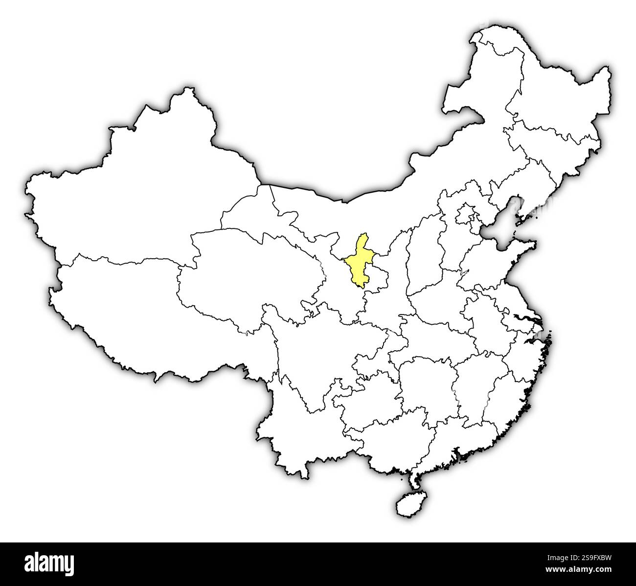 Map of China with the provinces, Ningxia is highlighted in yellow Stock ...
