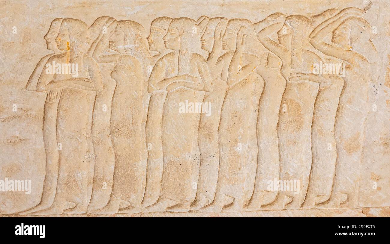 Egypt, Saqqara, tomb of Meryneith, south wall of the inner court ...