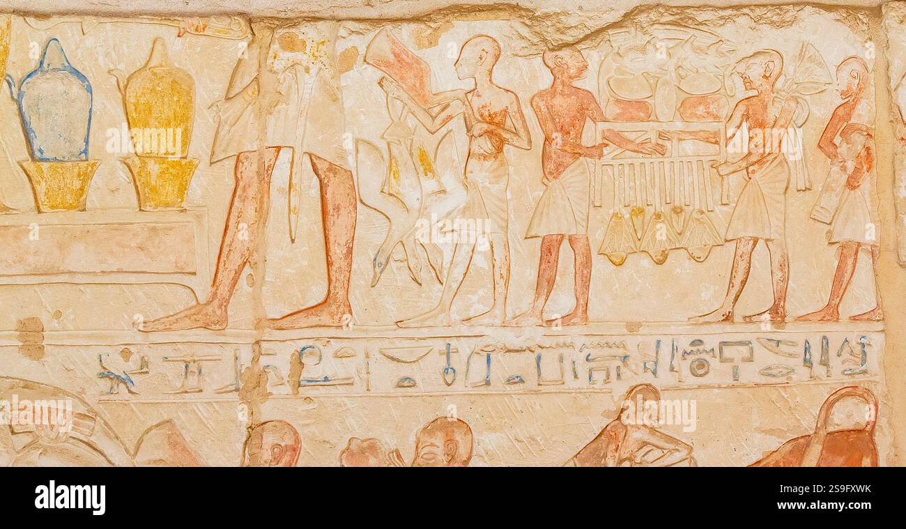 Egypt, Saqqara, tomb of Meryneith, west wall of the inner court ...