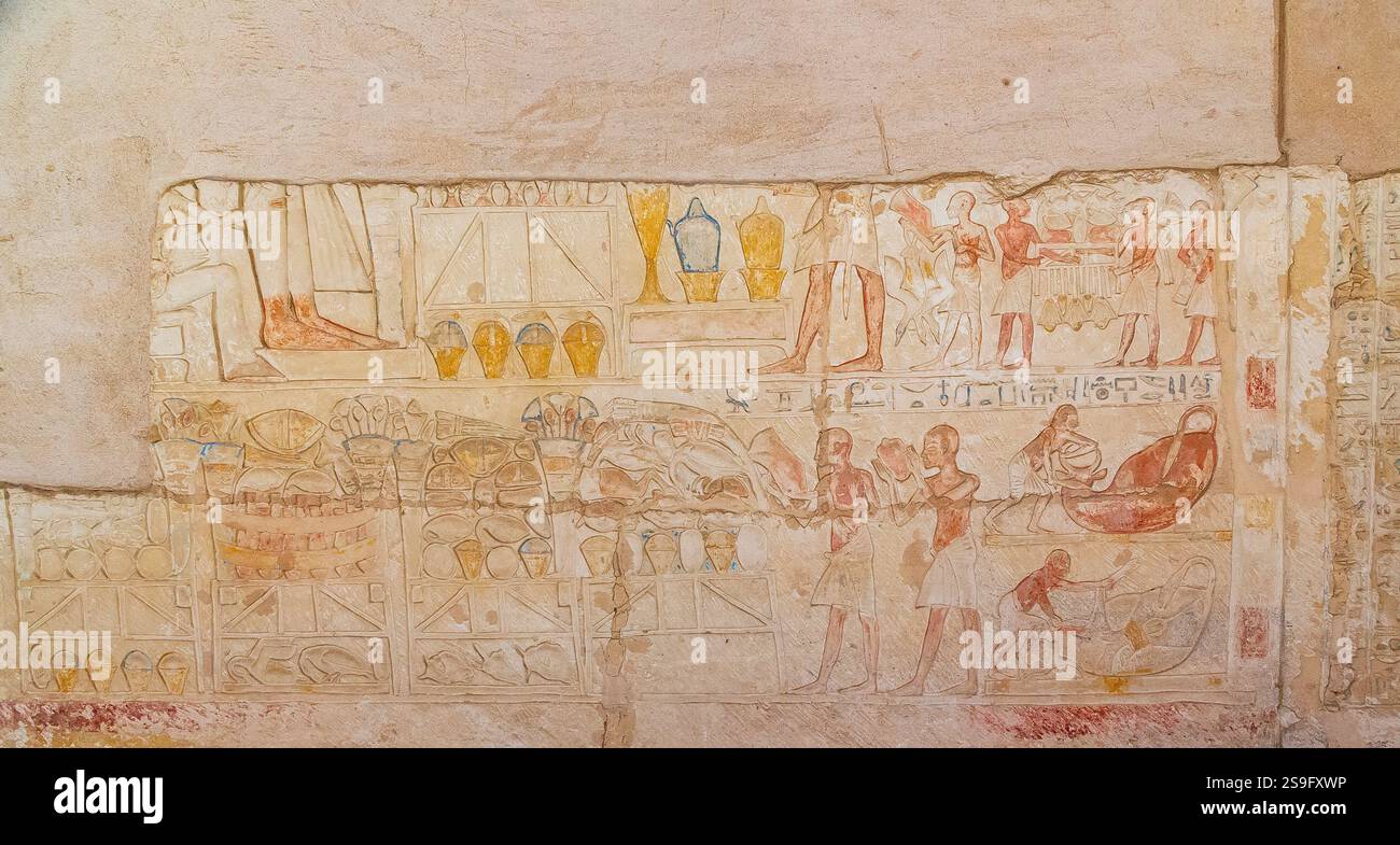 Egypt, Saqqara, tomb of Meryneith, west wall of the inner court ...