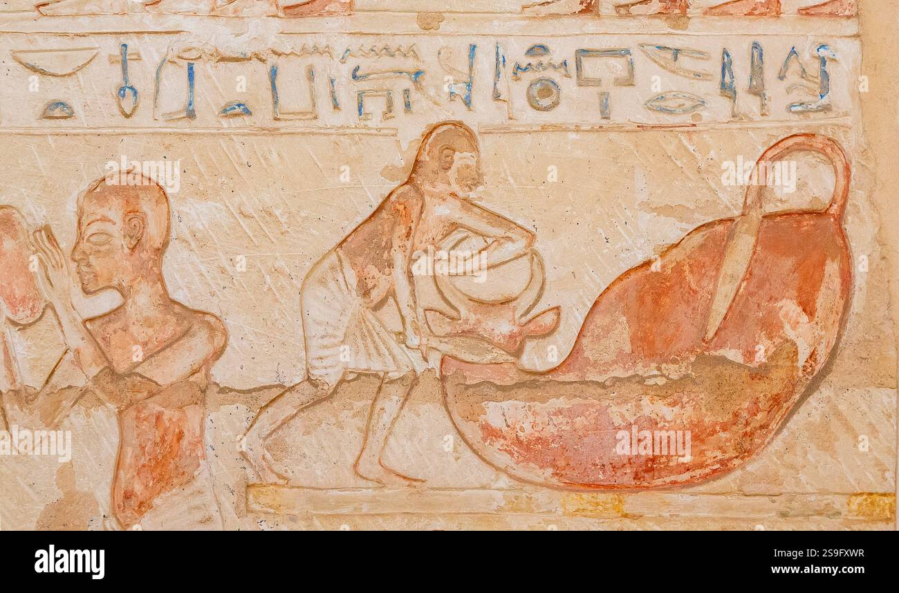 Egypt, Saqqara, tomb of Meryneith, west wall of the inner court ...