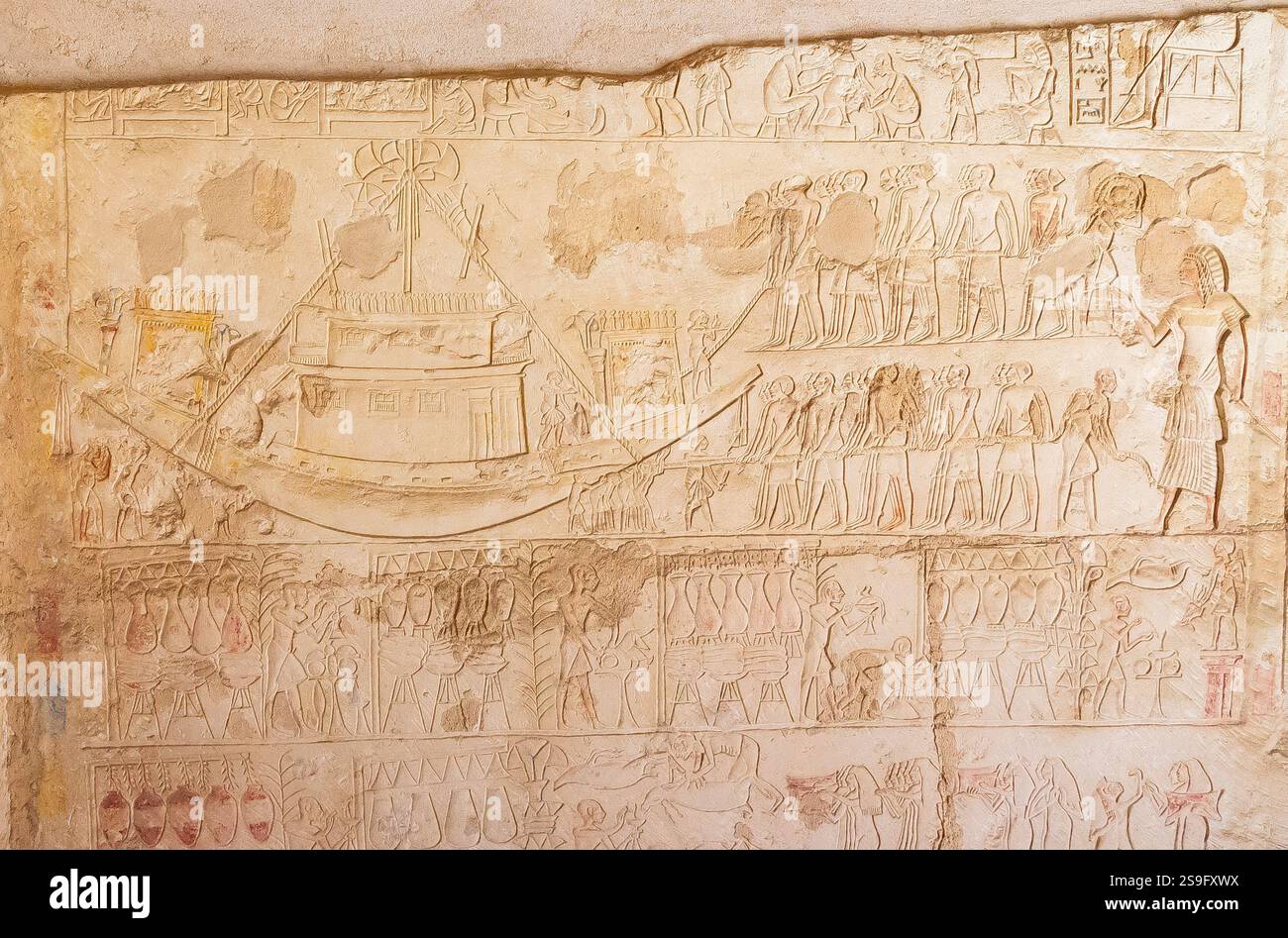 Egypt, Saqqara, tomb of Meryneith, north wall of the inner court ...